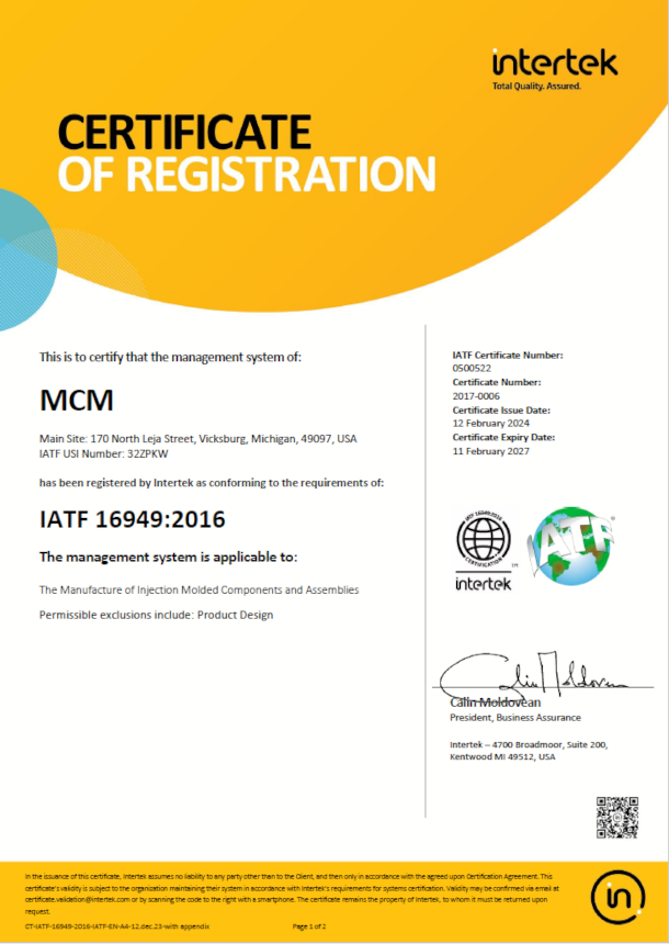 Certifications | Miniature Custom MFG